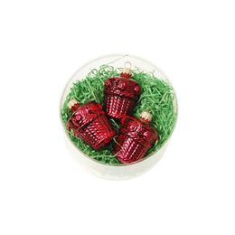 Krebs Glas Lauscha Christbaumschmuck kleines Osternest mit 3 Rosenkörbchen (6cm) bordeaux und Ostergras