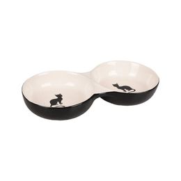 Flamingo Futterbehälter Napf Katze Nala Keramik doppelt schwarz/weiß