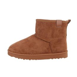 Ital-Design Damen Snowboots Freizeit Snowboots Flach Flache Stiefeletten in Camel