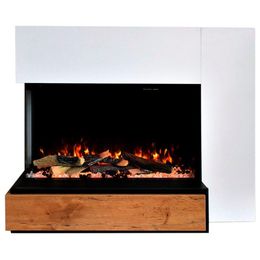 Glow Fire Elektrokamin »Einstein rechts E-Motion 3D LED«, täuschend echte Flamme mit Heizung, Kristall- und Holz Dekoration, weiß