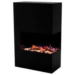 Glow Fire Elektrokamin »Portia, rechts offen E-Motion 3D LED«, täuschend echte Flamme mit Heizung, Kristall- und Holz Dekoration, schwarz