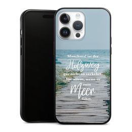 DeinDesign iPhone 14 Pro Max Handy Silikon H&uuml;lle Case schwarz Handyh&uuml;lle Statement Beach Spruch