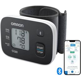 Omron Handgelenk-Blutdruckmessgerät RS3 Intelli IT digitales Handgelenk-Blutdruckmessgerät, klinisch validiert, mit kostenloser Smartphone App Omron connect, schwarz|weiß