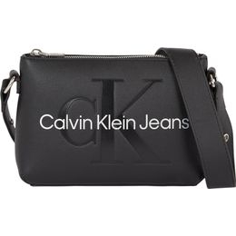 Calvin Klein Jeans Umhängetasche, Logo-Prägung, Reißverschluss, für Damen, schwarz