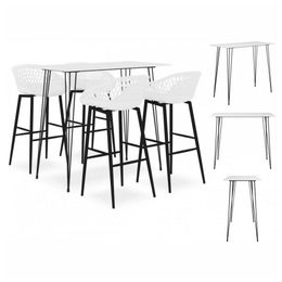 vidaXL Sitzgruppe 5-tlg Bar-Set Weiß Hochstühle Bartisch Esstisch Sitzgruppe Bar Barhock