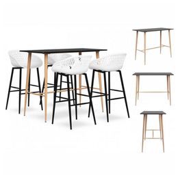 vidaXL Sitzgruppe 5-tlg Bar-Set Schwarz und Weiß Hochstühle Bartisch Esstisch Sitzgruppe