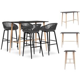 vidaXL Sitzgruppe 5-tlg Bar-Set Schwarz und Grau