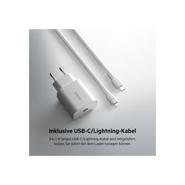 Belkin 25W USB-C Ladegerät PowerDelivery, light. Kabel 1m USB-Ladegerät, weiß