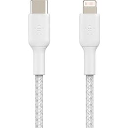 Belkin Lightning/USB-C Kabel ummantelt mfi 1m Smartphone-Kabel, Lightning, USB-C (100 cm), weiß