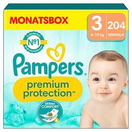 Pampers® Windeln Monatsbox premium protection™ Größe Gr.3 (6-10 kg) für Babys und Kleinkinder (4-18 Monate), 204 St.