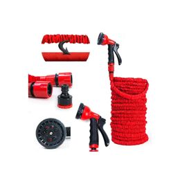 Grafner Gartenschlauch 1/2" Flexibler Gartenschlauch 30 m rot inkl. 10 Funktionen Brause