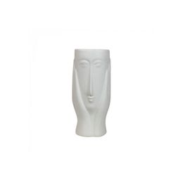 mitienda Dekovase Dekovase aus Keramik weiß 'Mono Face' 20x9 cm