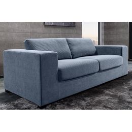 Riess Ambiente Design 3er Sofa MR LOUNGER 220cm blau Cord Couch Federkern