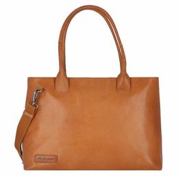 Plevier Rock Amber Schultertasche Leder 43 cm Laptopfach cognac