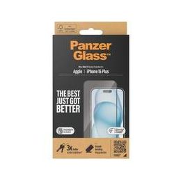 PanzerGlass Displayschutz, Schutzfolie transparent/schwarz, iPhone 15 Plus, EasyAligner geeignet für: Handy Kompatibel zu: iPhone 15 Plus Beschaffenheit: Glänzend