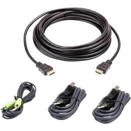 Aten KVM Anschlusskabel [1x HDMI-Stecker, USB 2.0 Stecker A, Klinkenstecker 3.5 mm - 1x HDMI-Stecker, Klinkenstecker 3.5 mm, USB 2.0 Buchse B] 3.00 m Schwarz