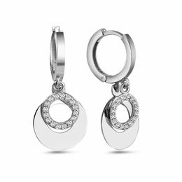 dKeniz Creolen 925/- Sterling Silber Zirkonia weiß 3,0cm silberfarben