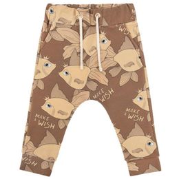 Dear Sophie - Sweathose GOLDFISH AOP in brown, Gr.134/140