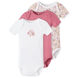 name it - Kurzarm-Body NBFBODY - FLOWER 3er in rose wine, Gr.50