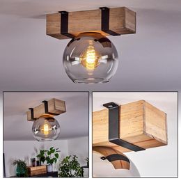 hofstein Montgomery Deckenleuchte Glas 15 cm Naturfarben, Schwarz, 1-flammig