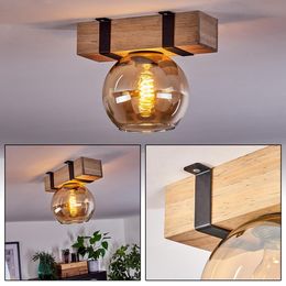hofstein Montgomery Deckenleuchte Glas 15 cm Naturfarben, Schwarz, 1-flammig