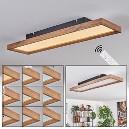 hofstein Longvic Deckenpanel LED Braun, Holzoptik, Schwarz, 1-flammig, Fernbedienung