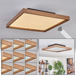 hofstein Longvic Deckenpanel LED Braun, Holzoptik, Schwarz, 1-flammig, Fernbedienung