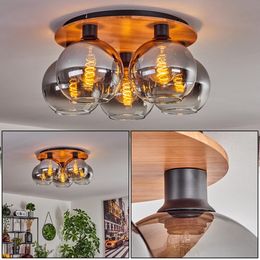 hofstein Koyoto Deckenleuchte Glas 20 cm Naturfarben, Schwarz, 5-flammig