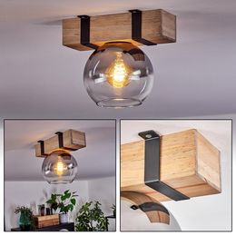 hofstein Montgomery Deckenleuchte Glas 15 cm Naturfarben, Schwarz, 1-flammig