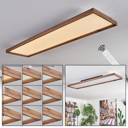hofstein Longvic Deckenleuchte LED Holzoptik, Schwarz, 1-flammig, Fernbedienung