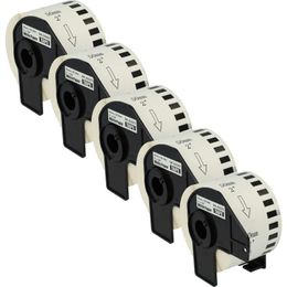 vhbw Set 5x Etiketten-Rolle 50mm x 30,48m kompatibel mit Brother PT QL-1100 Series, QL-1110 Etiketten-Drucker - Premium