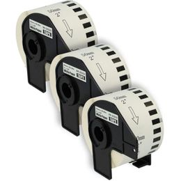 Set 3x Etiketten-Rolle 50mm x 30,48m (1 Etikette) kompatibel mit Brother pt QL-570, QL-580, QL-560YX Etiketten-Drucker - Premium - vhbw