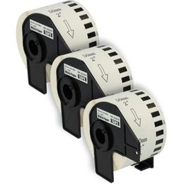 Set 3x Etiketten-Rolle 50mm x 30,48m (1 Etikette) kompatibel mit Brother pt QL-600, QL-600G, QL-600B Etiketten-Drucker - Premium - vhbw