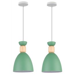 Wottes - 2Pcs Modern Pendelleuchten Metall Macaron Küche Restaurant Kreativer Hängelampe (Grün)