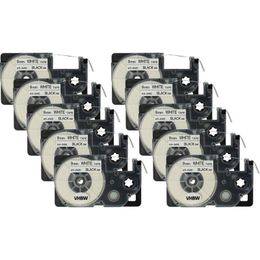 vhbw 10 x Kassette Patronen Schriftband 9mm kompatibel mit Casio CW-L300, KL-100E, KL-120, KL-1500, KL-200E, KL-300, KL-60 Ersatz für Casio XR-9WE1,