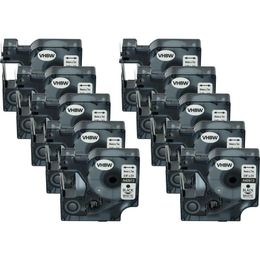 vhbw 10x Schriftband-Kassette kompatibel mit Dymo LabelPoint 300, 350, 200, 250, 100, 150 Etiketten-Drucker 9mm Schwarz auf Weiß