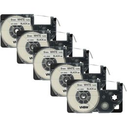 vhbw 5 x Kassette Patronen Schriftband 9mm kompatibel mit Casio CW-L300, KL-100E, KL-120, KL-1500, KL-200E, KL-300, KL-60 Ersatz für Casio XR-9WE1,
