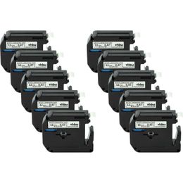 10x Schriftband-Kassette kompatibel mit Brother P-Touch 65, 65SL, 70, 65SCCP, 55S, 65SB, 65VP, 55BM Etiketten-Drucker 12mm Schwarz auf Weiß - vhbw