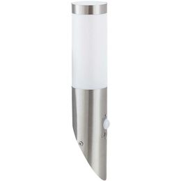 8266 Außenleuchte Wandleuchte Inox torch aus Metall Kunststoff edelstahlfarben/ weiß Ø7,6cm L:18cm H:38cm mit Sensor IP44 - Rabalux