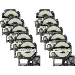 vhbw 10 x Kassette Patronen Schriftband 18mm kompatibel mit KingJim SR3900C, SR3900P, SR40, SR530, SR530C, SR550, SR6700D, SR750, SR950 Ersatz für