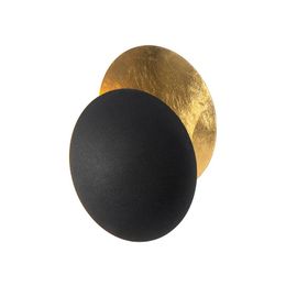 Qazqa Moderne Wandlampe schwarz mit Gold - Sunrise - Schwarz