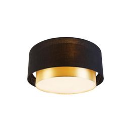 Qazqa Moderne Deckenleuchte schwarz mit gold 50 cm 3-flammig - Drum Duo - Gold/Messing