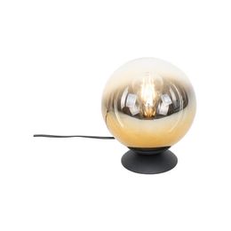 Qazqa Art Deco Tischlampe schwarz mit Goldglas - Pallon - Gold