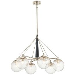 Elstead - Lighting QN-MARILYN6 quintiesse Kronleuchter Marilyn E27 6x40W Stahl, Nickel poliert Blasenglas klar H:63.5cm Ø87.6cm dimmbar