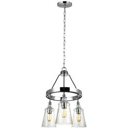 Elstead - Lighting QN-LORAS3 quintiesse Kronleuchter Loras E27 3x40W Stahl, Chrom, Blasenglas klar H:58.4cm Ø47.9cm dimmbar höhenverstellbar