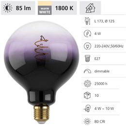 12557 led filament Leuchtmittel E27 gradient schwarz-violett-transparent L:17.3cm Ø:12.5cm dimmbar 1800K - Eglo