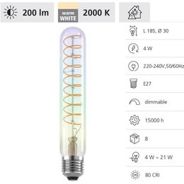 110204 led Filament Leuchtmittel E27 Decorative Spirale L:18.5cm Ø:3cm dimmbar 2000K - Eglo