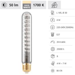 110201 led Filament Leuchtmittel E27 Decorative Spirale L:18.5cm Ø:3cm dimmbar 1700K - Eglo