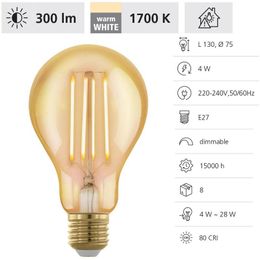 Eglo 110062 LED Filament Leuchtmittel E27 GOLDEN AGE L:13cm Ø:7.5cm dimmbar 1700K