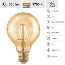 110063 led Filament Leuchtmittel E27 golden age L:12cm Ø:8cm dimmbar 1700K - Eglo